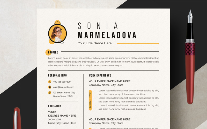 Creative And Simple Resume Design #448723 - TemplateMonster
