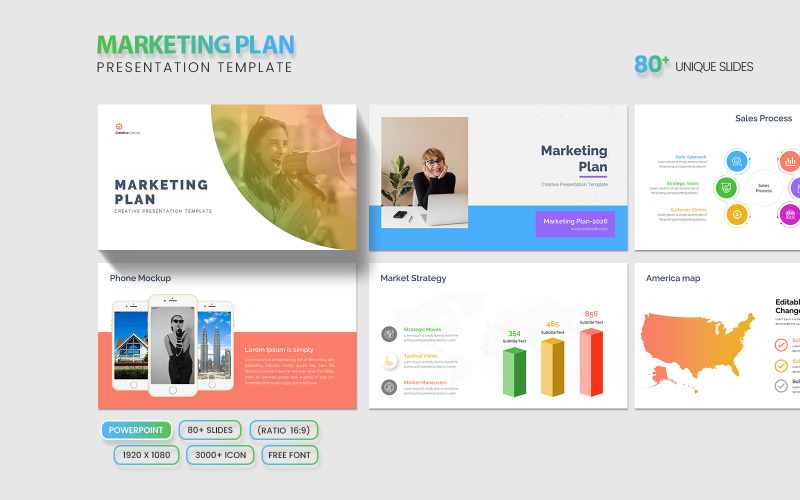Marketing Plan PowerPoint Template - P3 - TemplateMonster