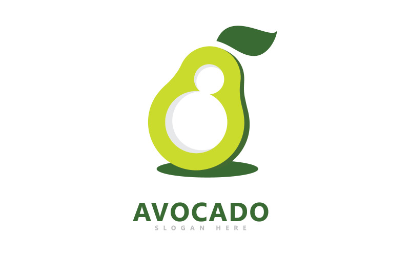 Avocado fruit logo template, healthy food symbols V1