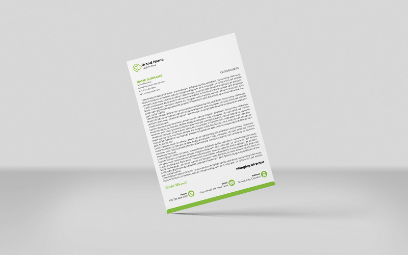 Clean modern business letterhead Template - TemplateMonster