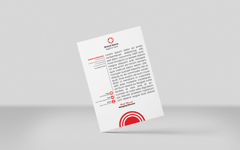 Creative Letterhead Red Color Corporate Letterhead Design