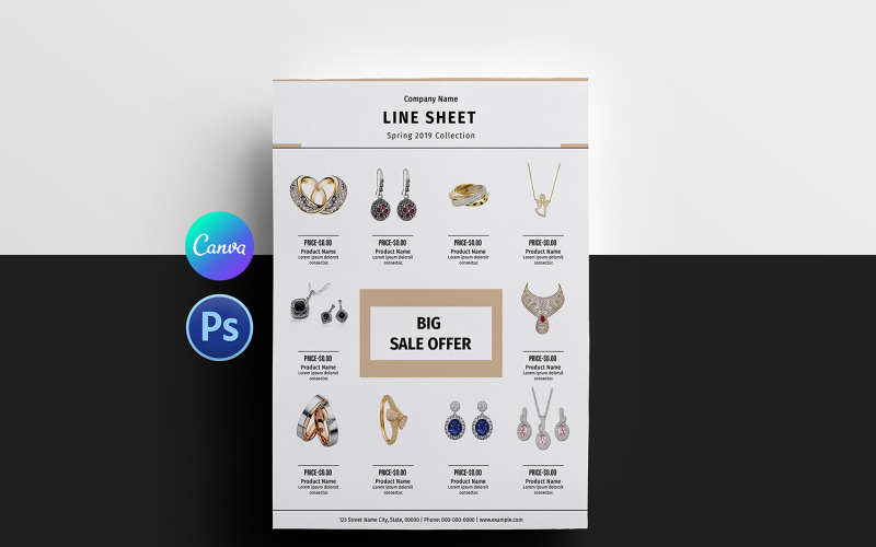 Product Line Sheet Template. Psd & Canva