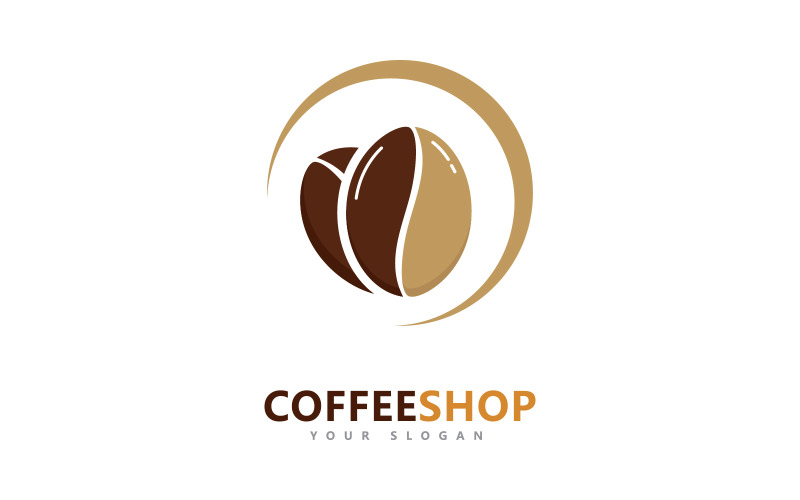 Coffee shop Minimalist vector logo. Coffee beans logo template V2