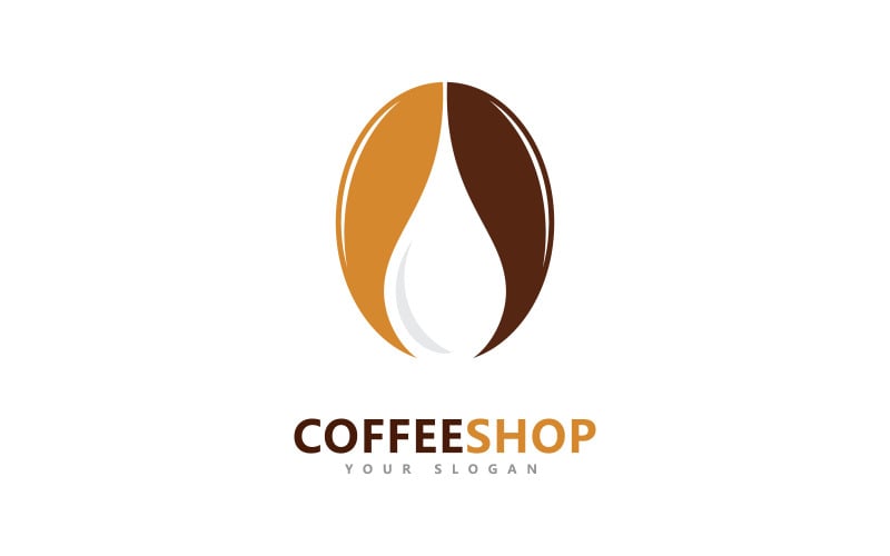 Coffee shop Minimalist vector logo. Coffee beans logo template V3