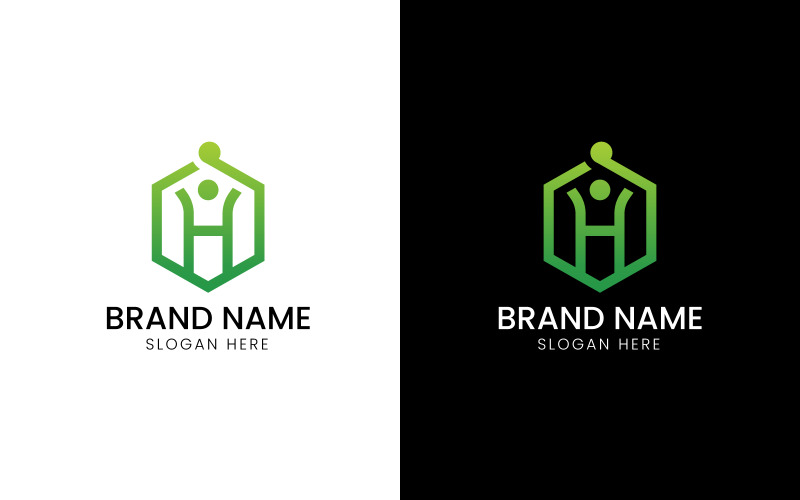 Letter H human fit logo-09-383 #450253 - TemplateMonster