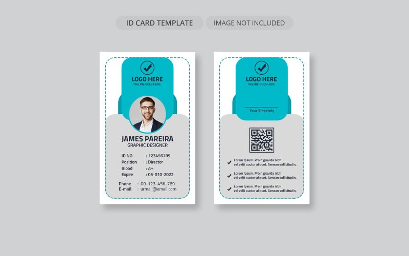 Corporate ID Card Layout with Cyans Accents - TemplateMonster