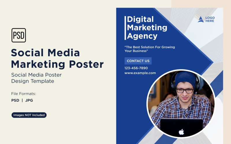 Modern and Simple Social Media Marketing Poster Design Template 01