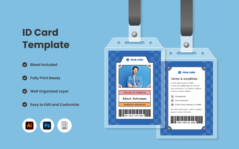 2 Set ID Card Template Design V4 #451096 - TemplateMonster