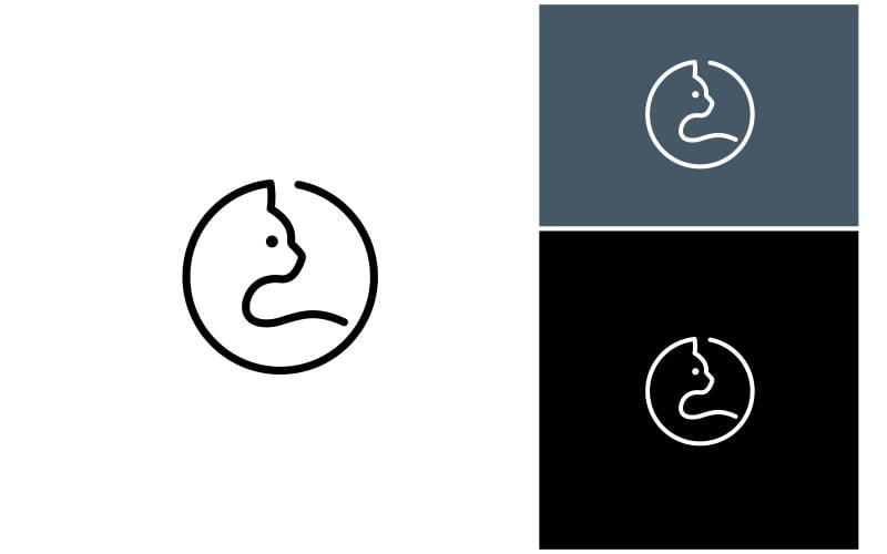 Cat Kitten Circle Line Logo #451290 - TemplateMonster