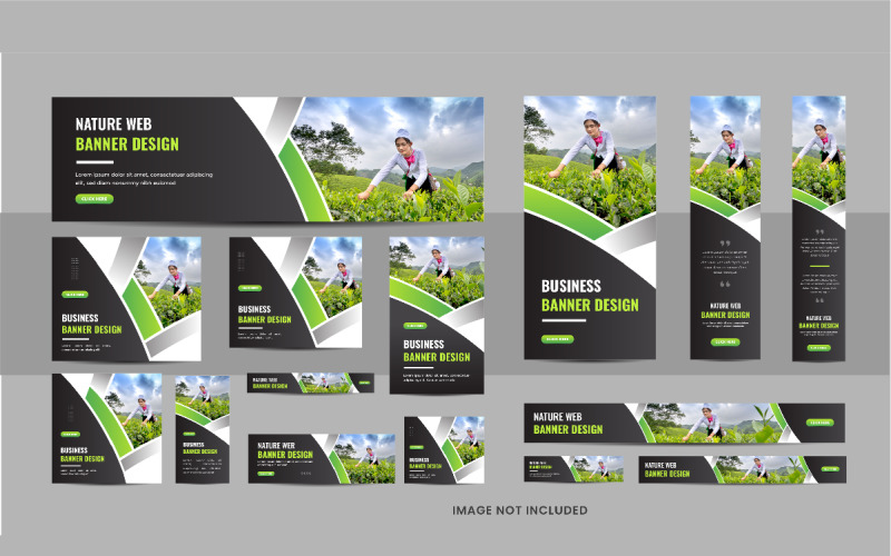 Lawn care or agro farm web banner design bundle