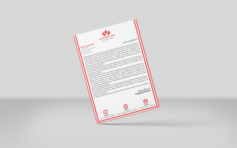 Colors red Creative Letterhead Corporate Letterhead Identity Template ...