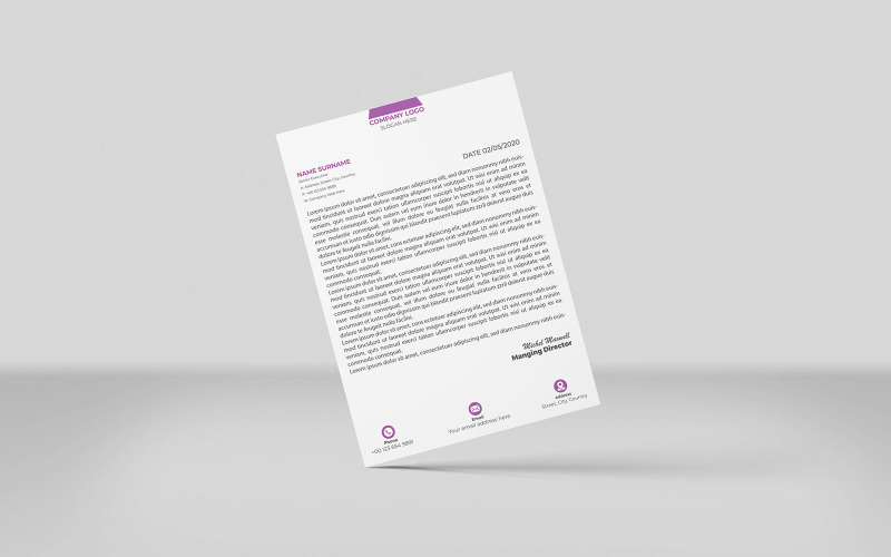 Purple Colors Creative Letterhead Corporate Letterhead Identity ...