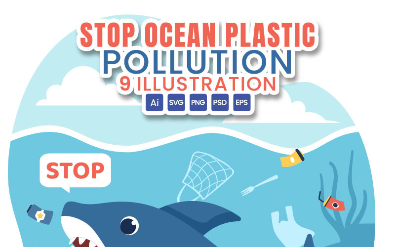 9 Stop Ocean Plastic Pollution Illustration - TemplateMonster