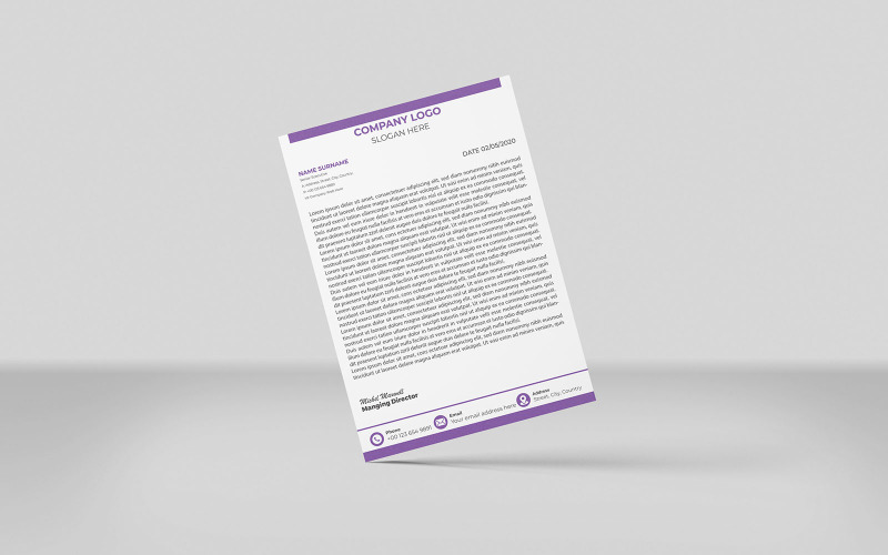Creative Letterhead Violet Colors Corporate Letterhead Identity ...