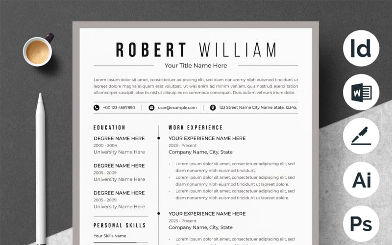 Clean & Simple Business Resume #451730 - TemplateMonster