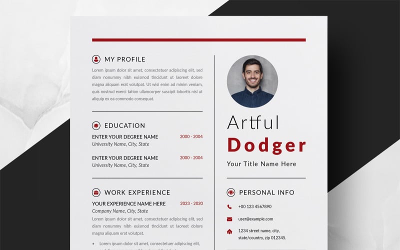 Elegant And Simple Resume Template Layout - TemplateMonster