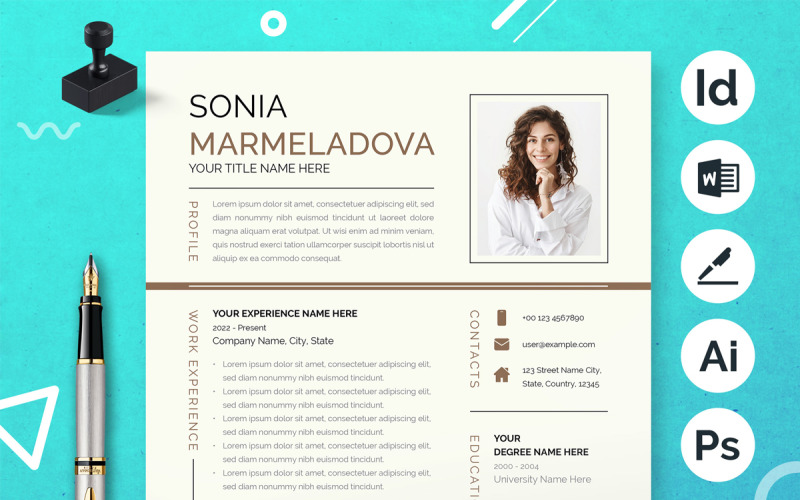 Executive CV Design Resume Template #451748 - TemplateMonster