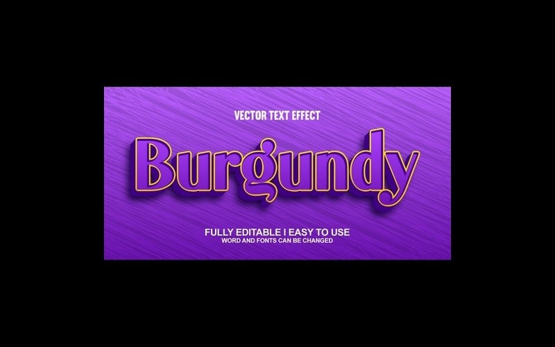 Burgundy Fully Editable Vector 3D Text Effect