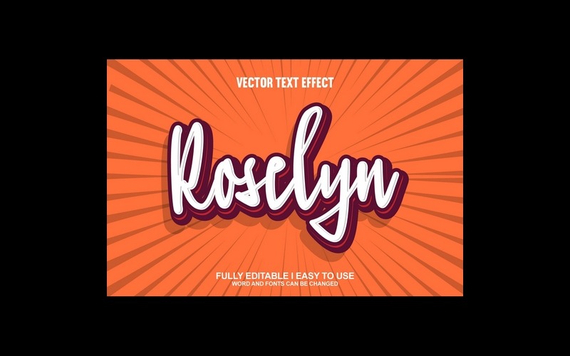 Roselyn Fully Editable Vector 3D Text Effect