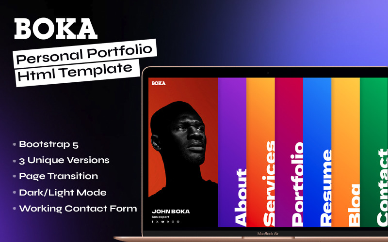 Boka - Personal portfolio html template - TemplateMonster