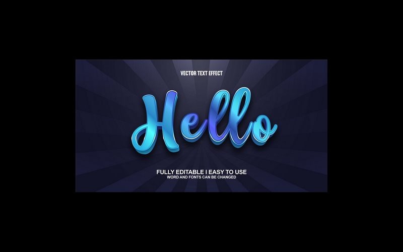 Hello Fully Editable Vector 3D Text Effect - TemplateMonster
