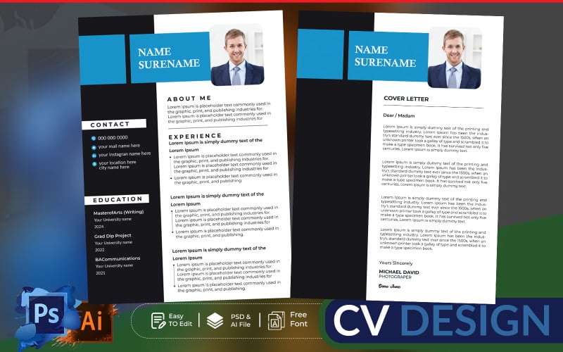 Resume and Cover Letter design template - TemplateMonster