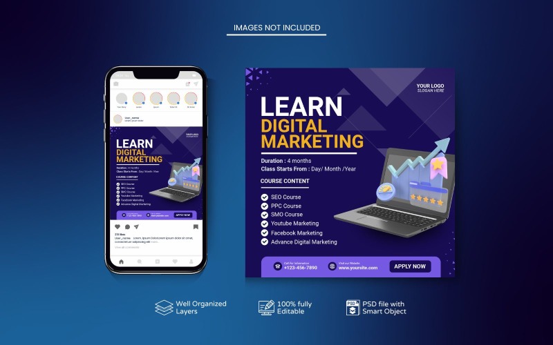 Clean Modern PSD Template for Promoting Online Courses