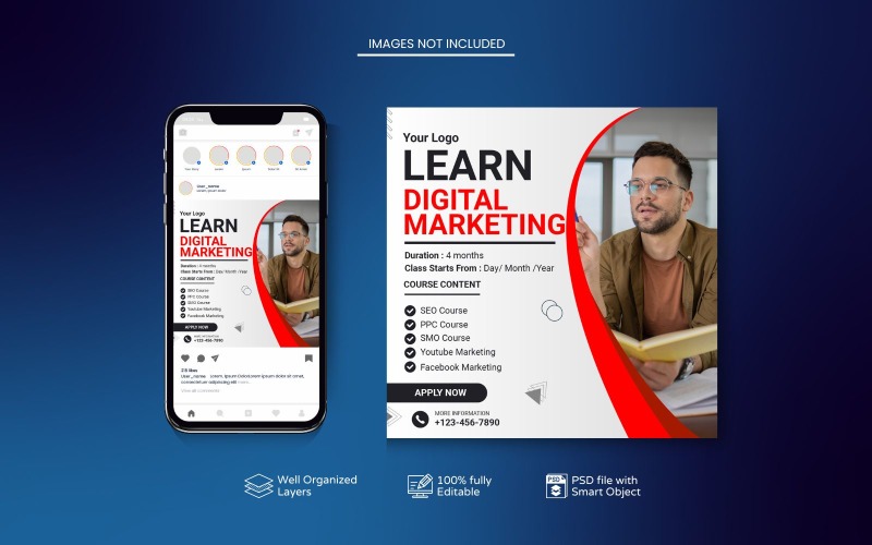 Modern PSD Template for Promoting Online Courses