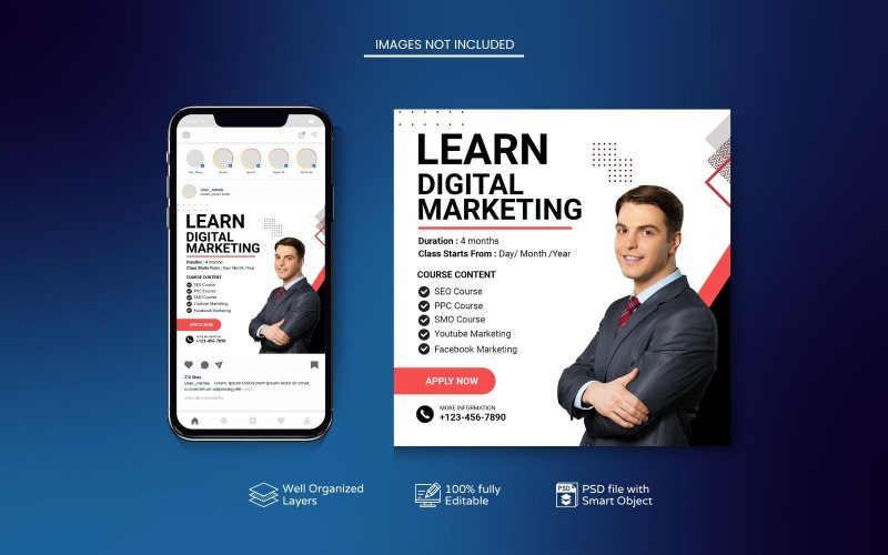 White Modern PSD Template for Promoting Online Courses