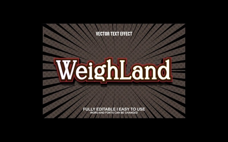 Weigh Land Fully Editable Vector 3D Text Effect
