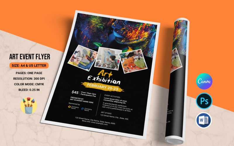 Art Event Exhibition Flyer Template #454552 - TemplateMonster