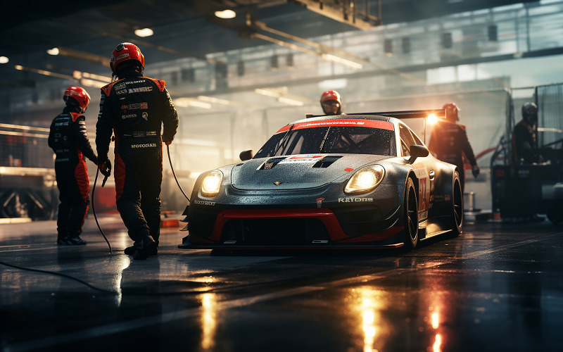 Pit crew ready for action as their teams race car arrives