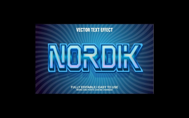 Nordik Fully Editable Vector 3D Text Effect - TemplateMonster