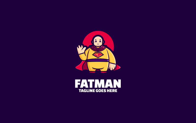 Logo de dessin animé de la mascotte Fatman - TemplateMonster