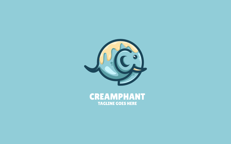 Logotipo de mascote simples Creamphant - TemplateMonster