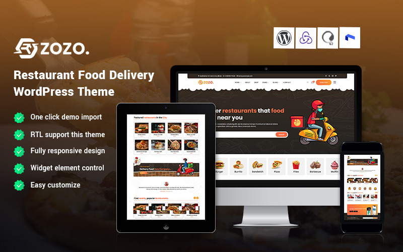 Zozo - Thème WordPress pour la livraison de repas au restaurant