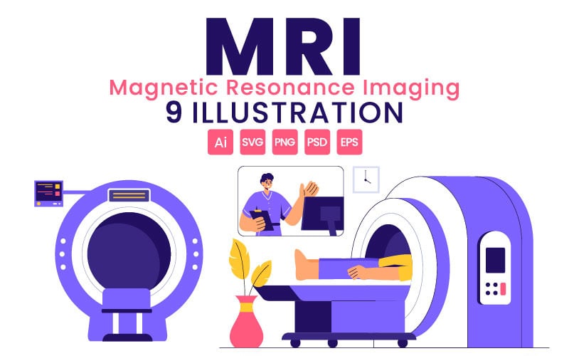 9 MRI or Magnetic Resonance Imaging Illustration