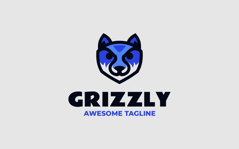 Logotipo simples do mascote Grizzly 1 - TemplateMonster
