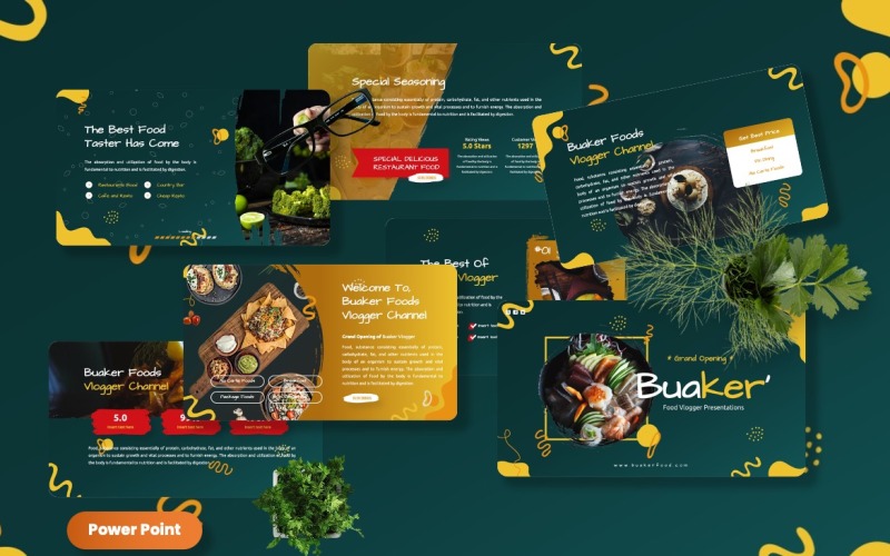 Buaker - Modelli di PowerPoint per vlogger di cibo