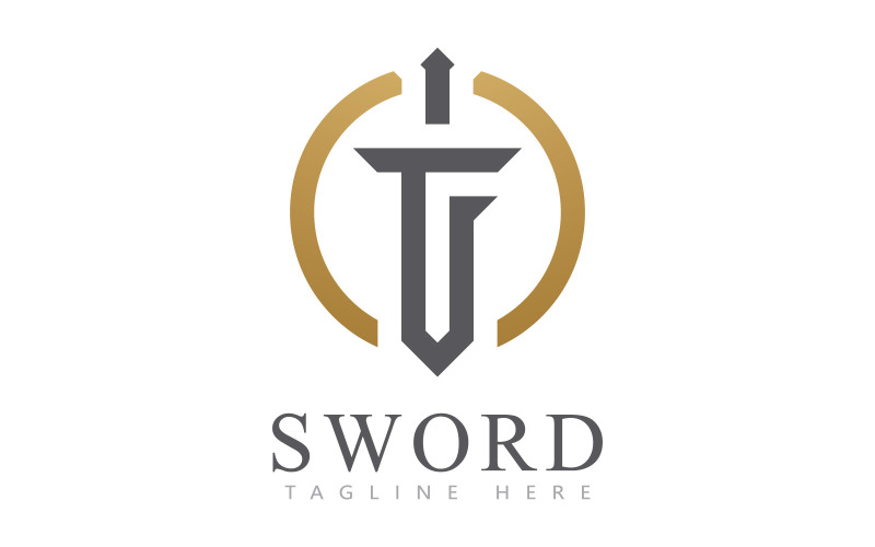 Plantilla de vector de icono de logotipo de espada 7