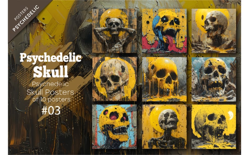 Psychedelic Skull posters 03. Wall decor. - TemplateMonster