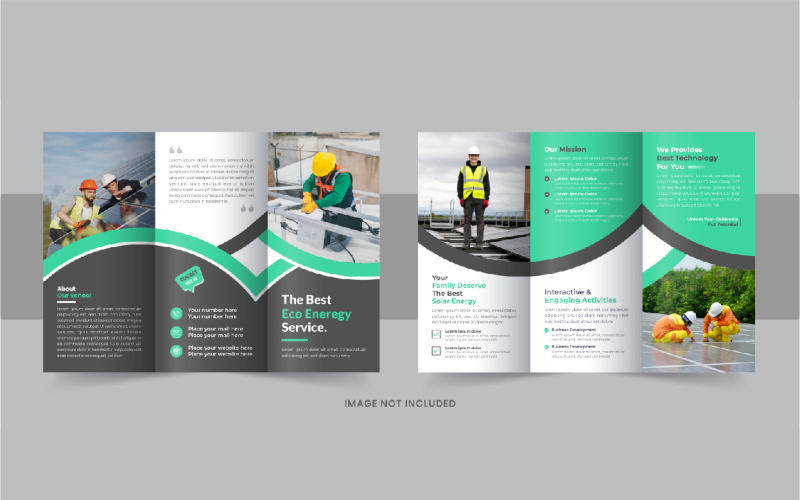 Solar energy trifold brochure, eco energy or solar panel trifold ...