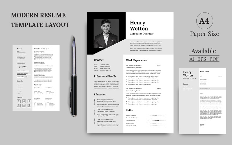 White & Gray color Resume Template - TemplateMonster