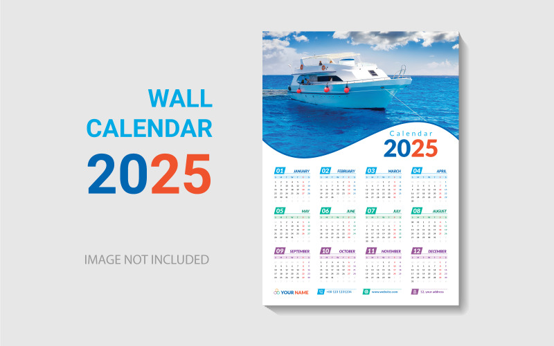 One Page Calendar Design For Office Desk Or Wall Vector Template
