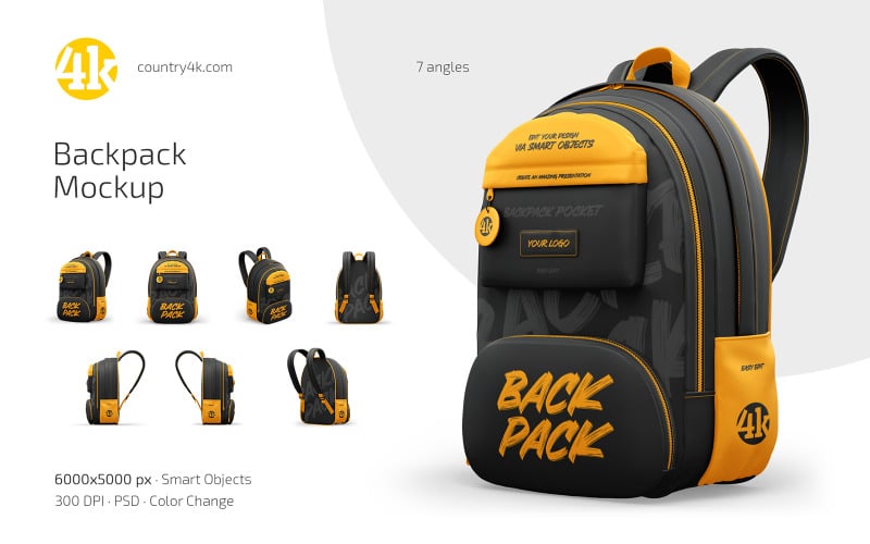 Top View Backpack Mockup Template #260906 - TemplateMonster