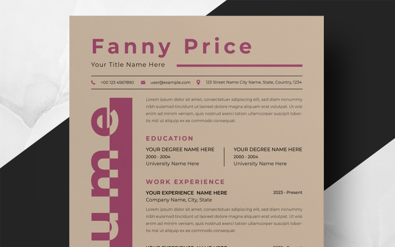 Modern Minimalist Resume Template Layout - TemplateMonster