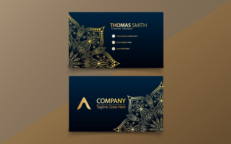 Mandala visiting Gold Business card template