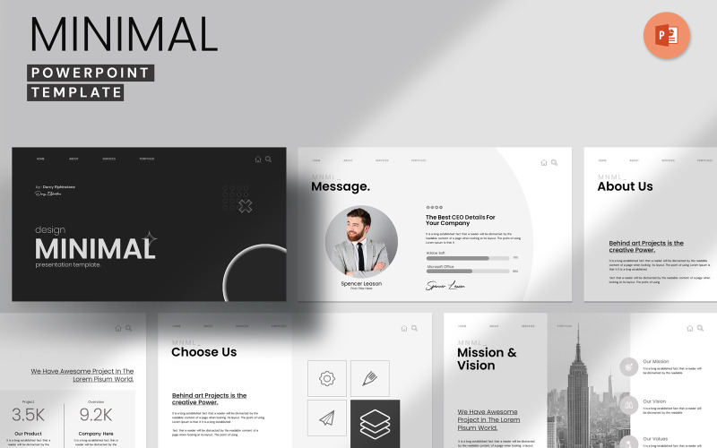 Modelo de PowerPoint de layout minimalista - TemplateMonster