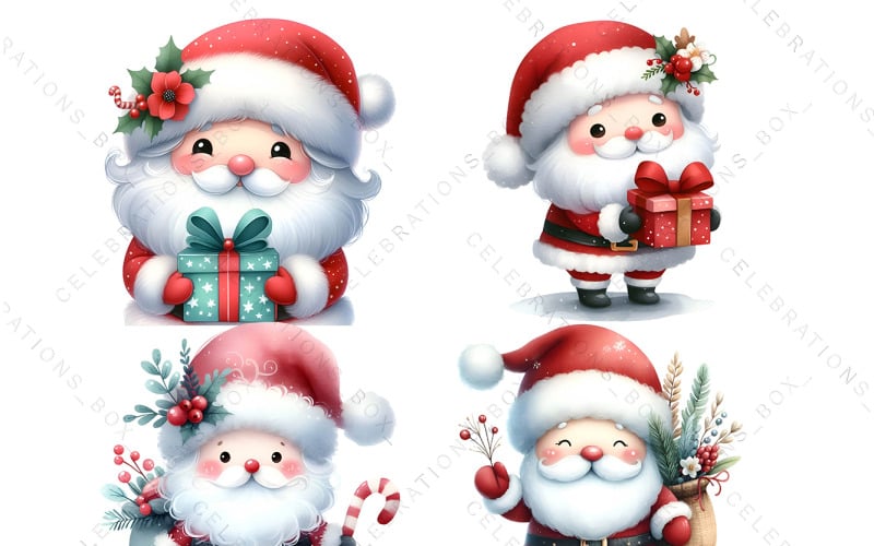 Watercolor Santa Claus Clipart Santa PNG - TemplateMonster