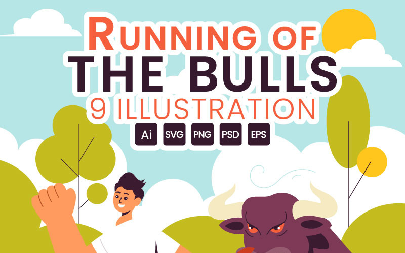 10 Running of the Bulls Illustration - TemplateMonster